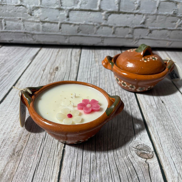 Horchata – Handcrafted Soy Candle in Mexican Clay Cazuelita with Lid ...